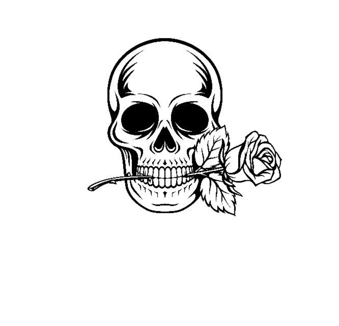 Skull Svg, Goth Skull Svg, Skull With Rose Svg, Skeleton Head, Goth Y2k ...