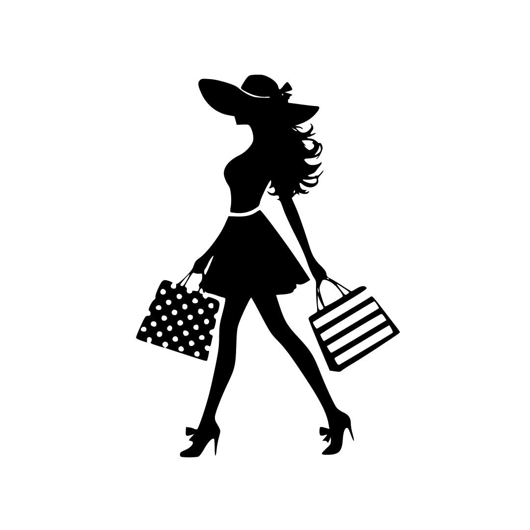 Trendy Woman Shopping SVG: Fashion Girl Silhouette (digital Download ...