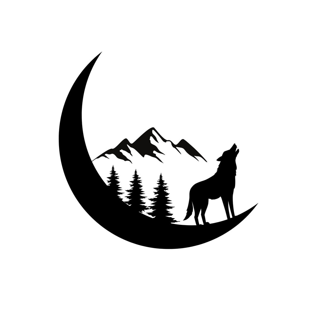 Wolf Svg, Moon Svg, Mountain Svg, Mountain Scene Svg, Wolf Cut File ...