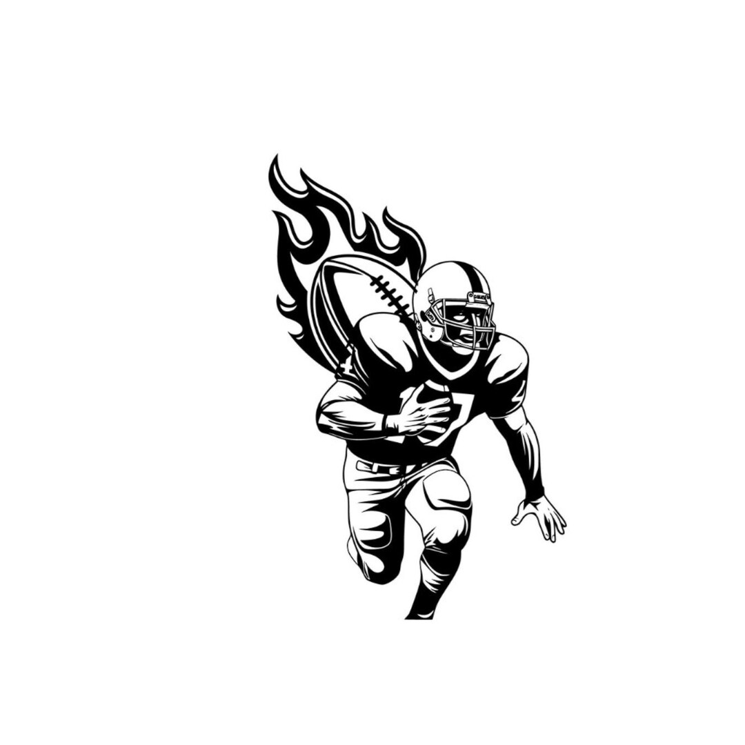 Football Svg, Football Player Svg, Flaming Football Svg, Running Back ...