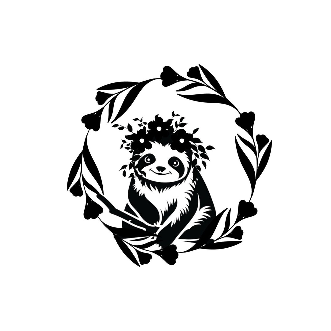 Sloth Svg, Sloth Wreath Svg, Floral Sloth Svg, Flower Sloth Svg, Sloth ...