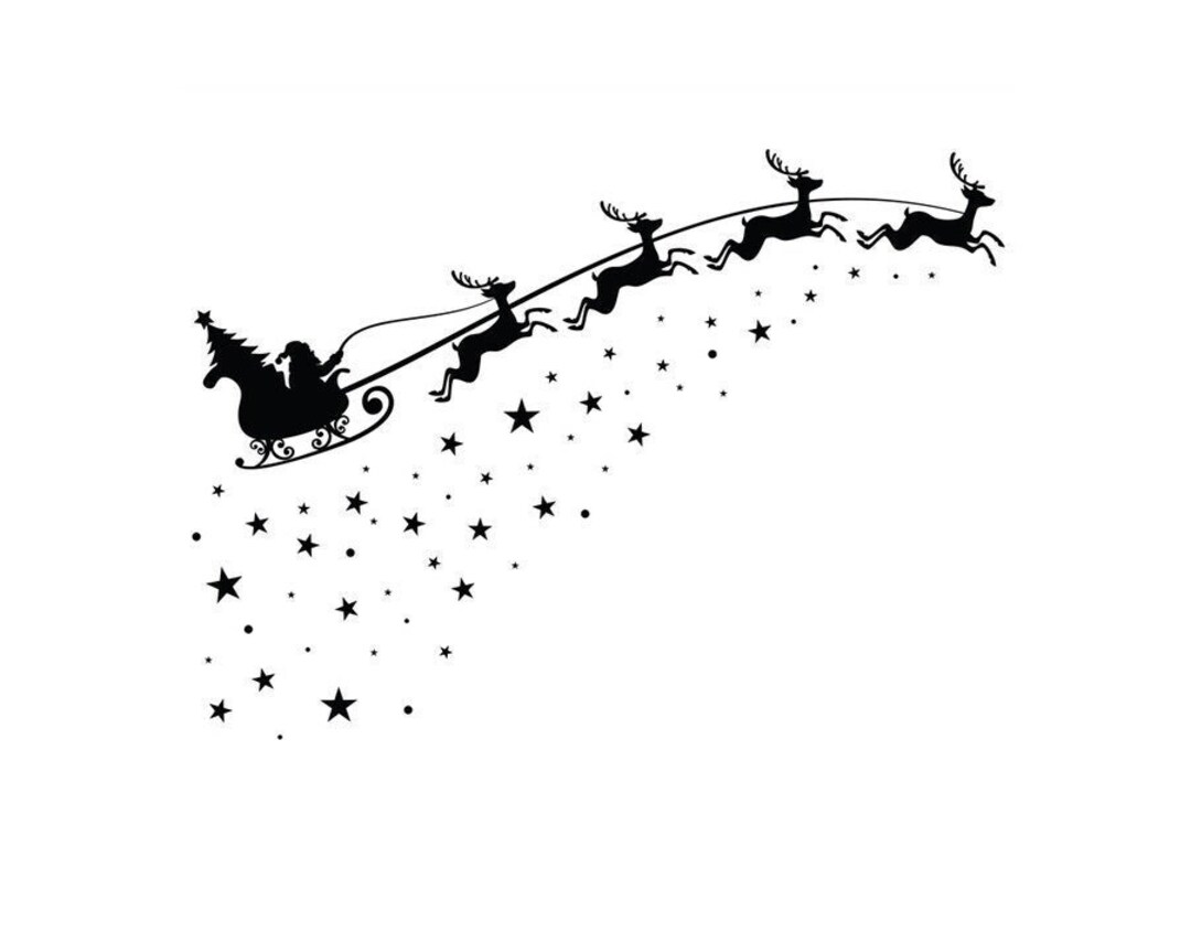 Santa in Sleigh Svg, Flying Reindeer Svg, Sleigh Svg, Reindeer Svg ...