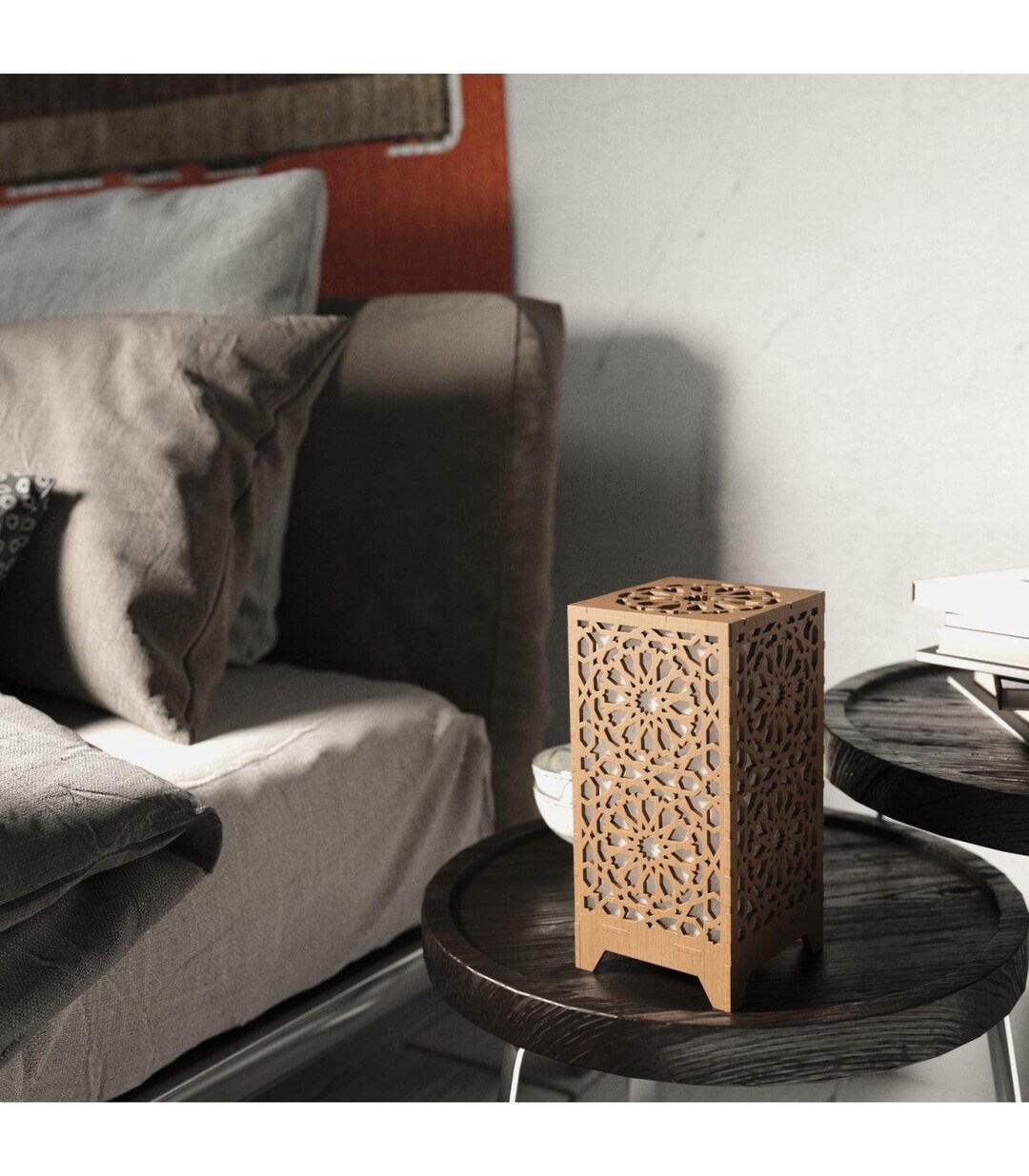 Table Lamp Made of Arabic Lattice Wood With Andalusian Mosaic Design - Etsy