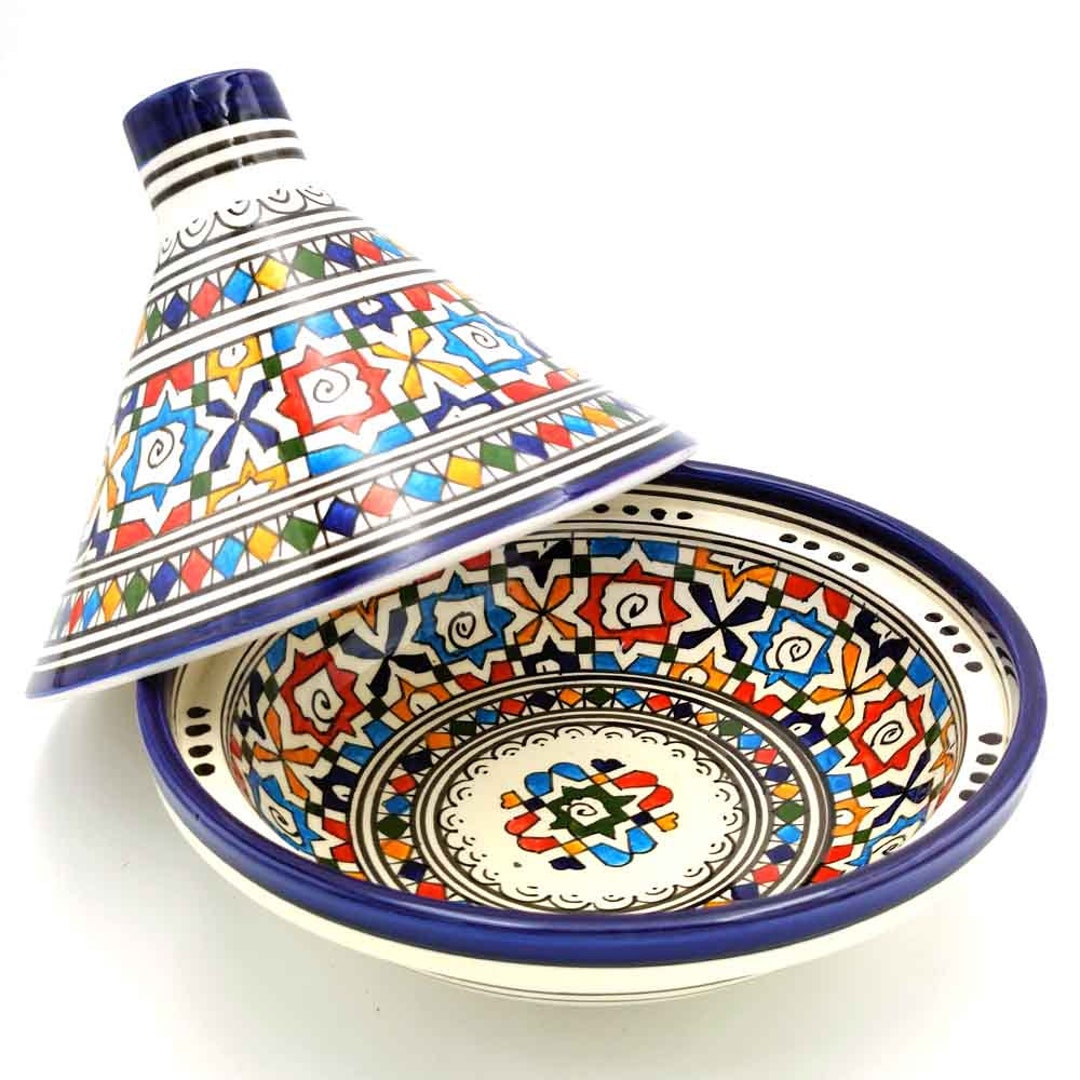 Tajin Presentation Plate Moroccan Fez Fes Multicolor Moroccan Crafts ...