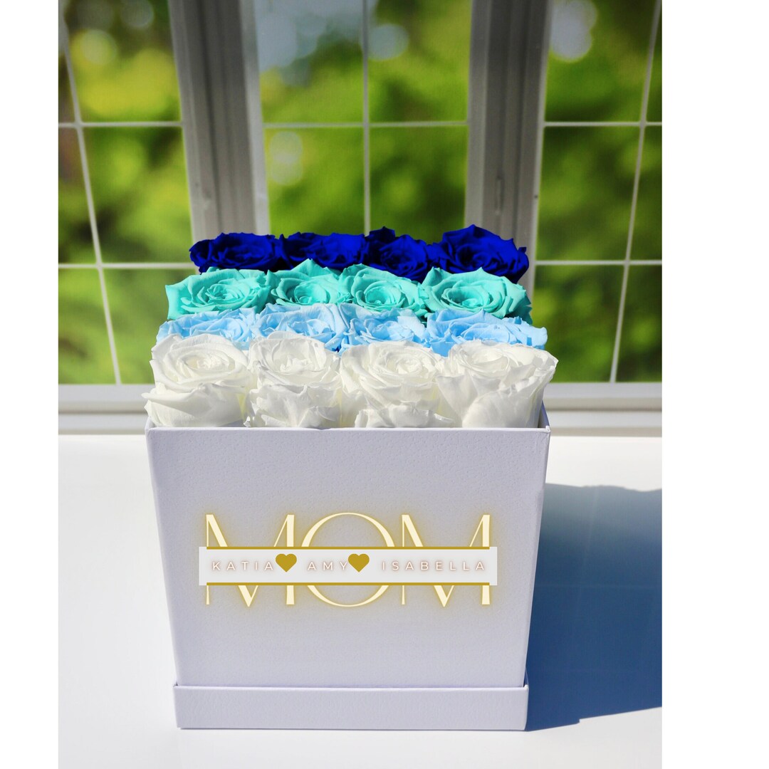 Mother's Day Ombre Square Rose Box, Real Preserved Xl Ecuadorian Roses ...