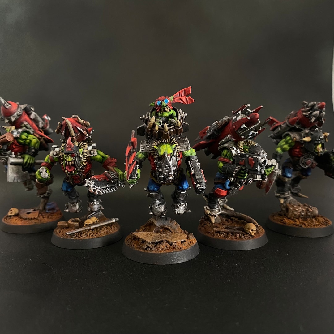 Painted Ork Stormboyz Squad - Miniatures for Warhammer 40k, Kill Team ...