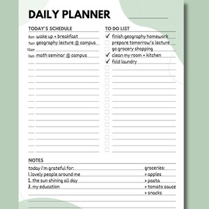 Minimalist Daily Planner Printable, Daily to Do List for Work/home ...