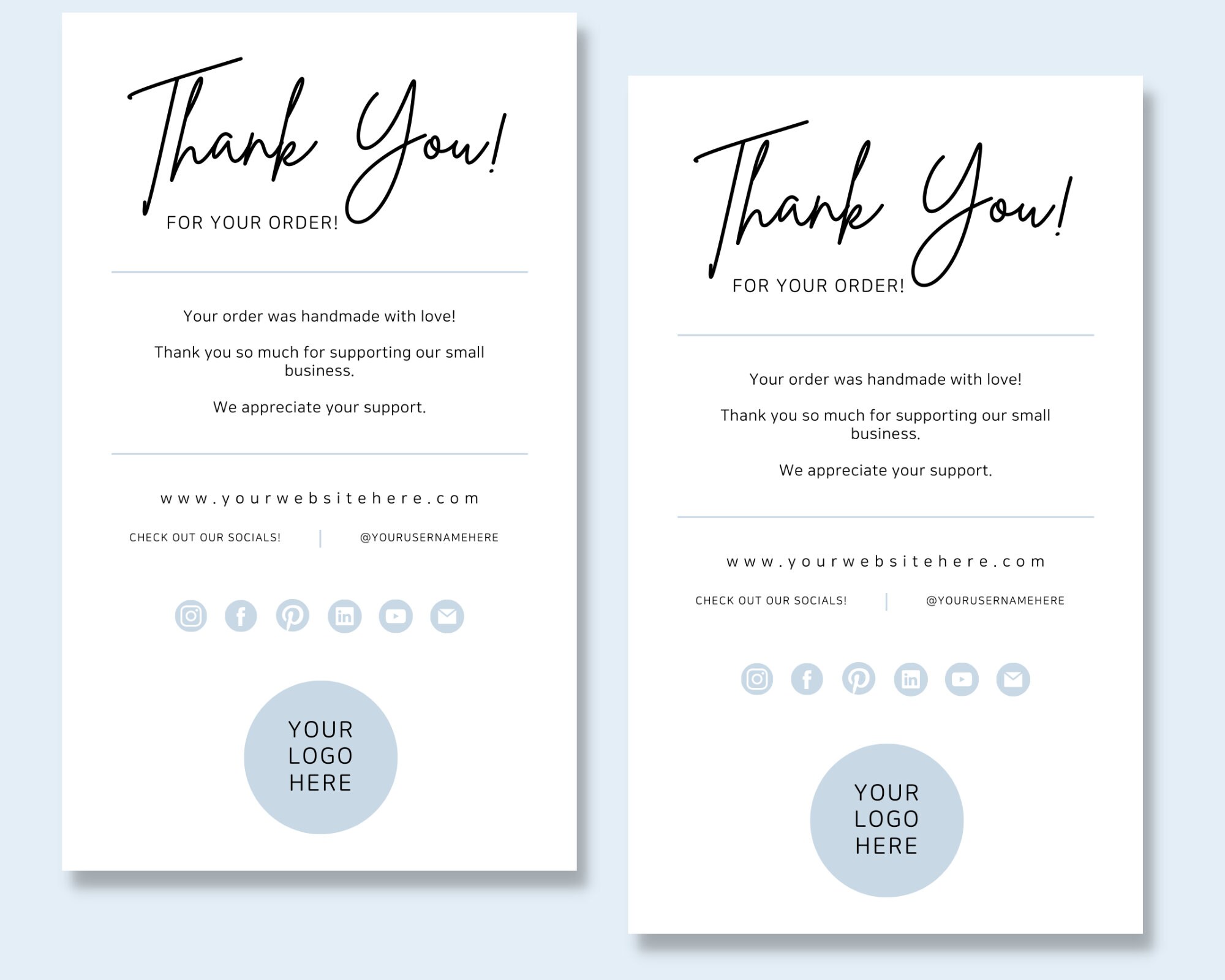 Digital Thank You Card Template Canva Thank You Card - Etsy