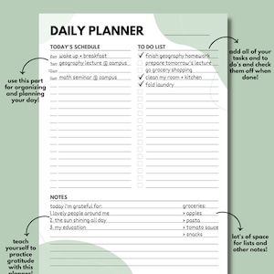 Minimalist Daily Planner Printable, Daily to Do List for Work/home ...