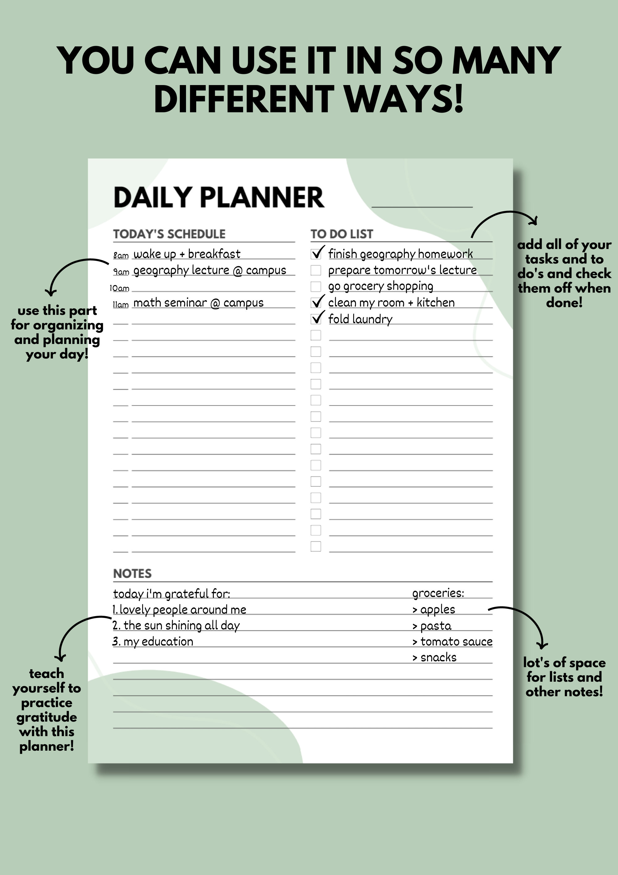 Minimalist Daily Planner Printable, Daily to Do List for Work/home ...