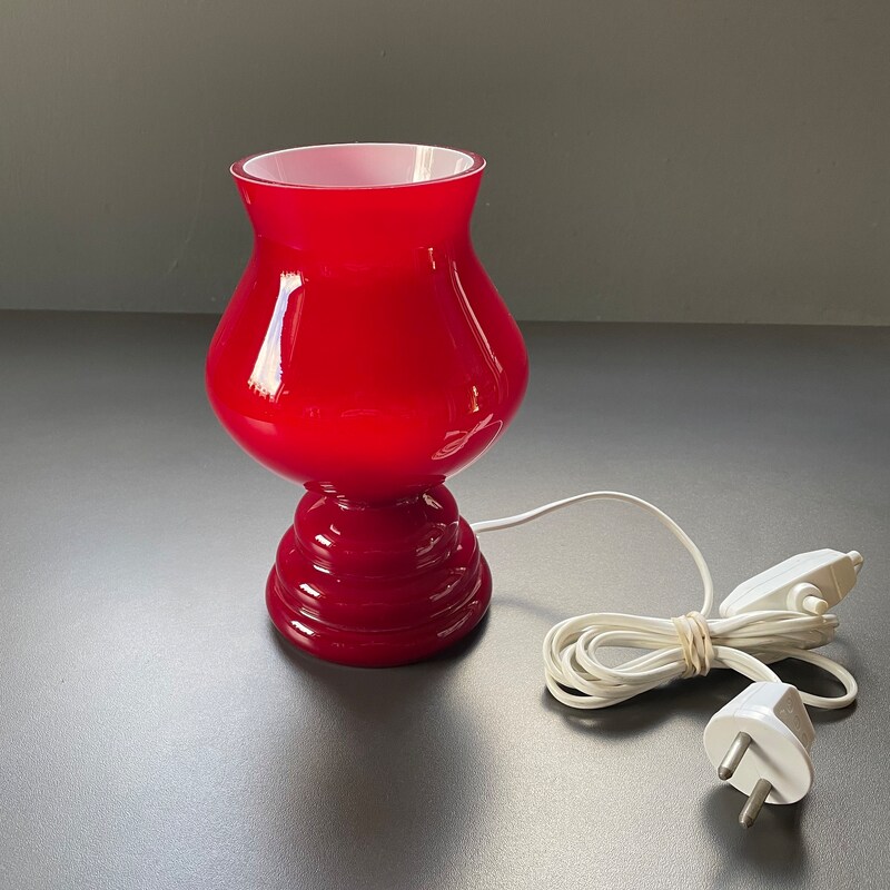 Red Glass Lamp - Etsy