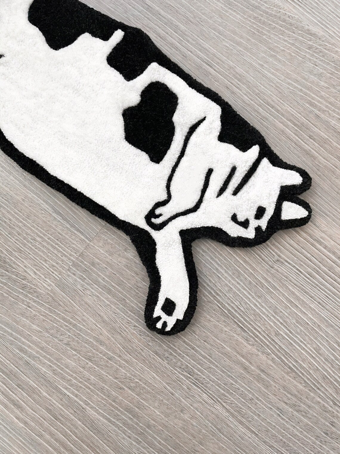 Fluffy Fat Black & White Cat Wrist Rest Rug Handmade Custom - Etsy