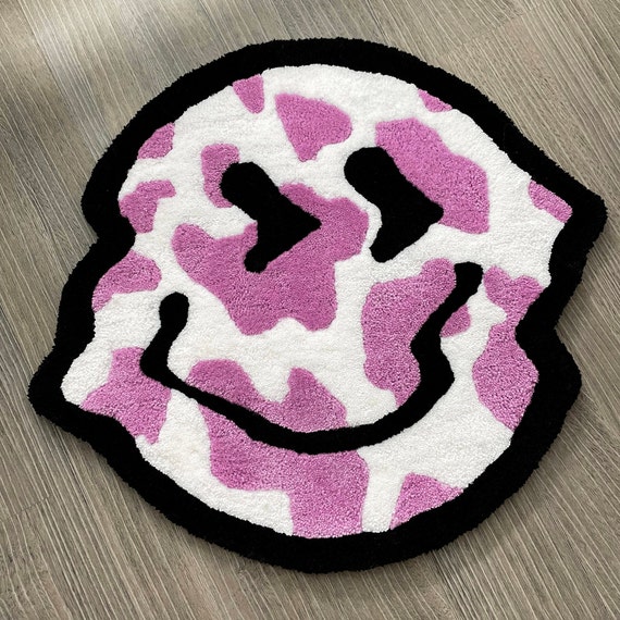 Custom Trippy Smiley Tufted Rug in Purple Clouds - Etsy