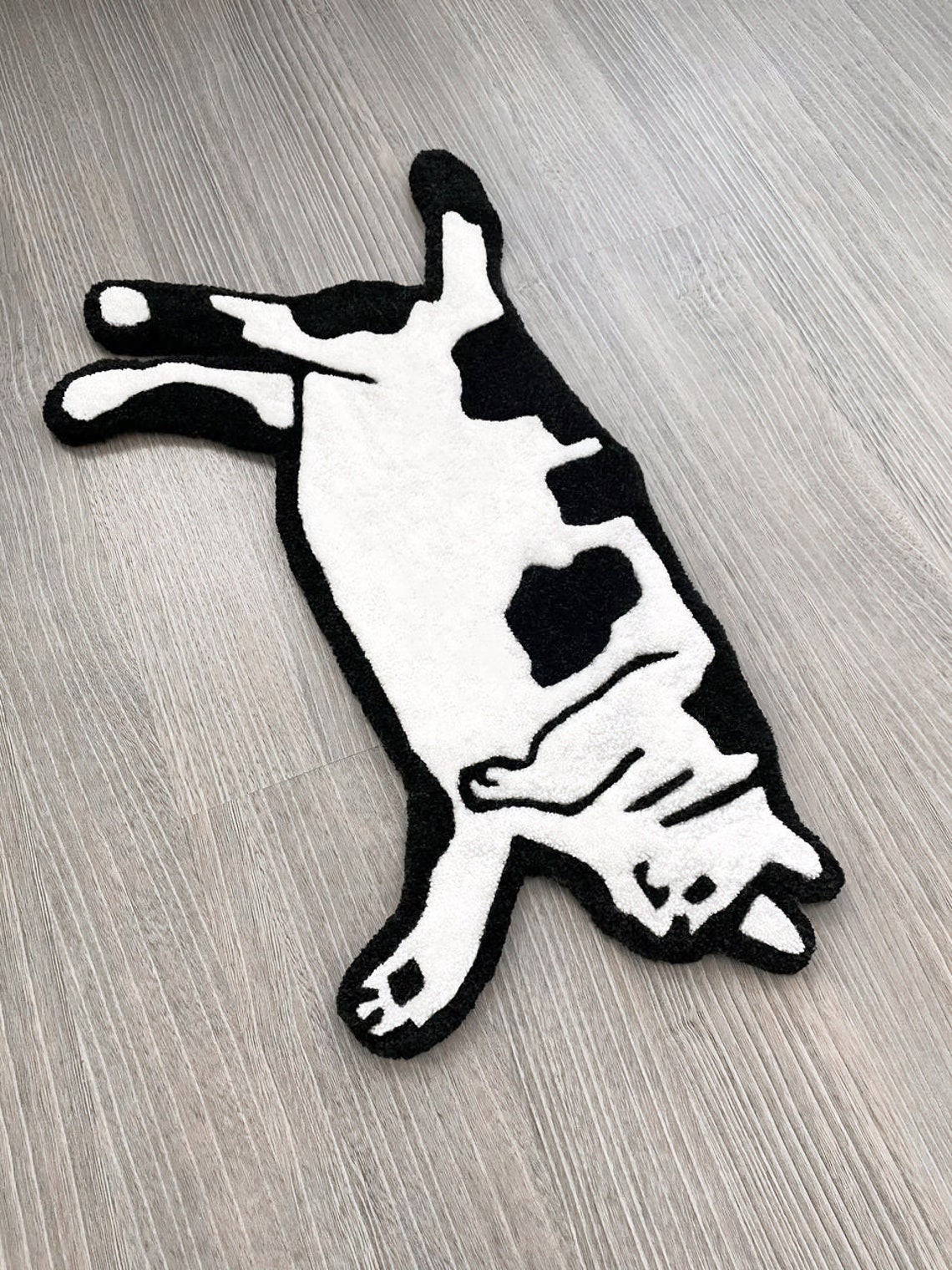 Fluffy Fat Black & White Cat Wrist Rest Rug Handmade Custom - Etsy