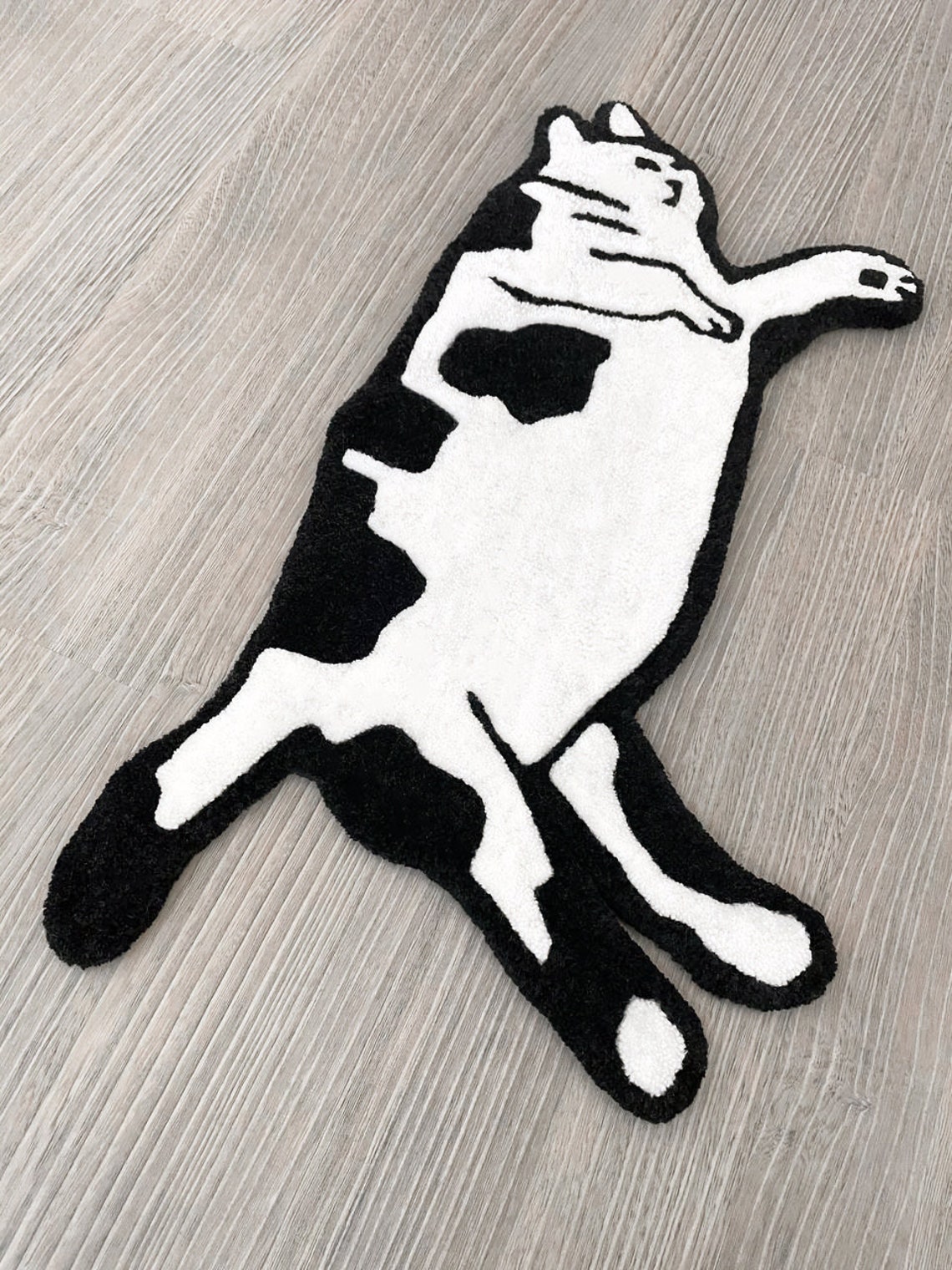 Fluffy Fat Black & White Cat Wrist Rest Rug | Handmade Custom Wrist ...