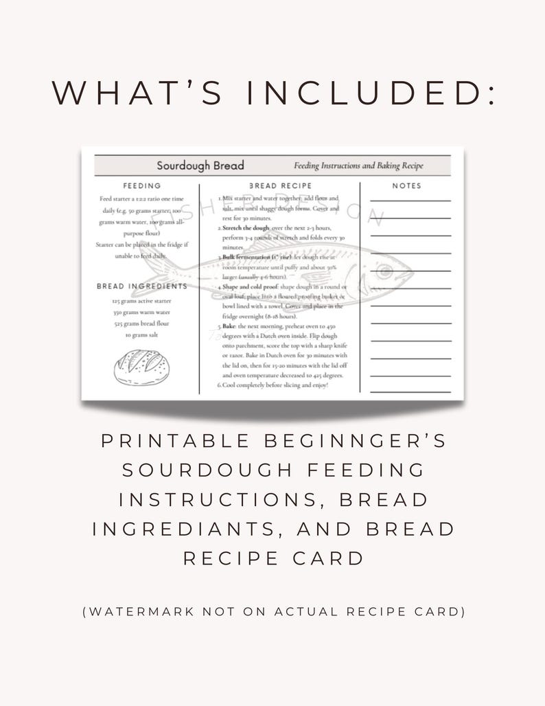 Carte de recette de levain pour débutants imprimable | Guide d ...