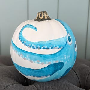 Hand-painted Coastal Octopus Pumpkin - Etsy