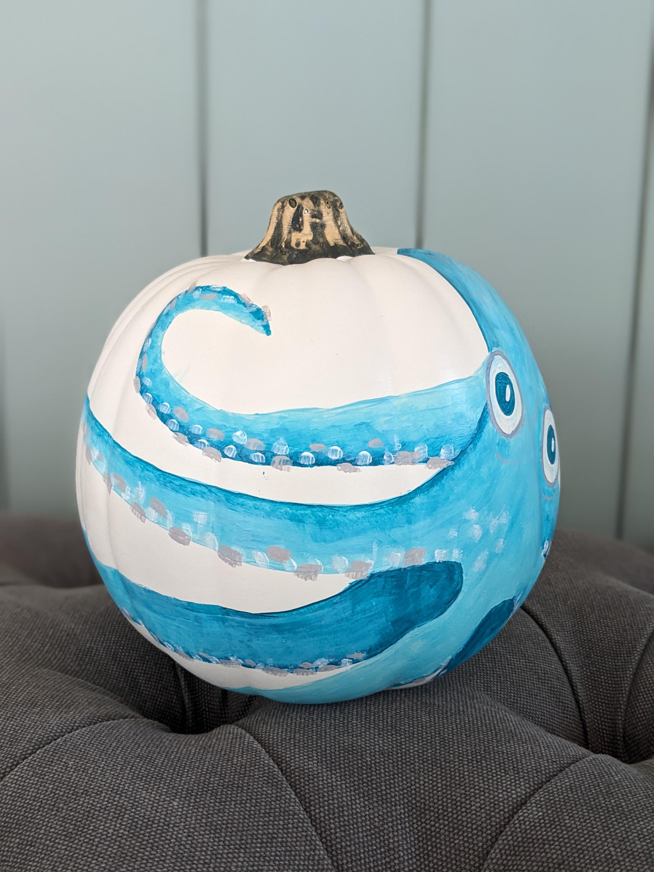 Hand-painted Coastal Octopus Pumpkin - Etsy