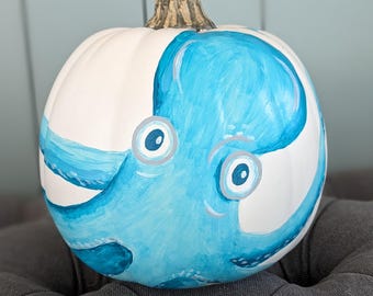 Hand-painted Coastal Octopus Pumpkin - Etsy