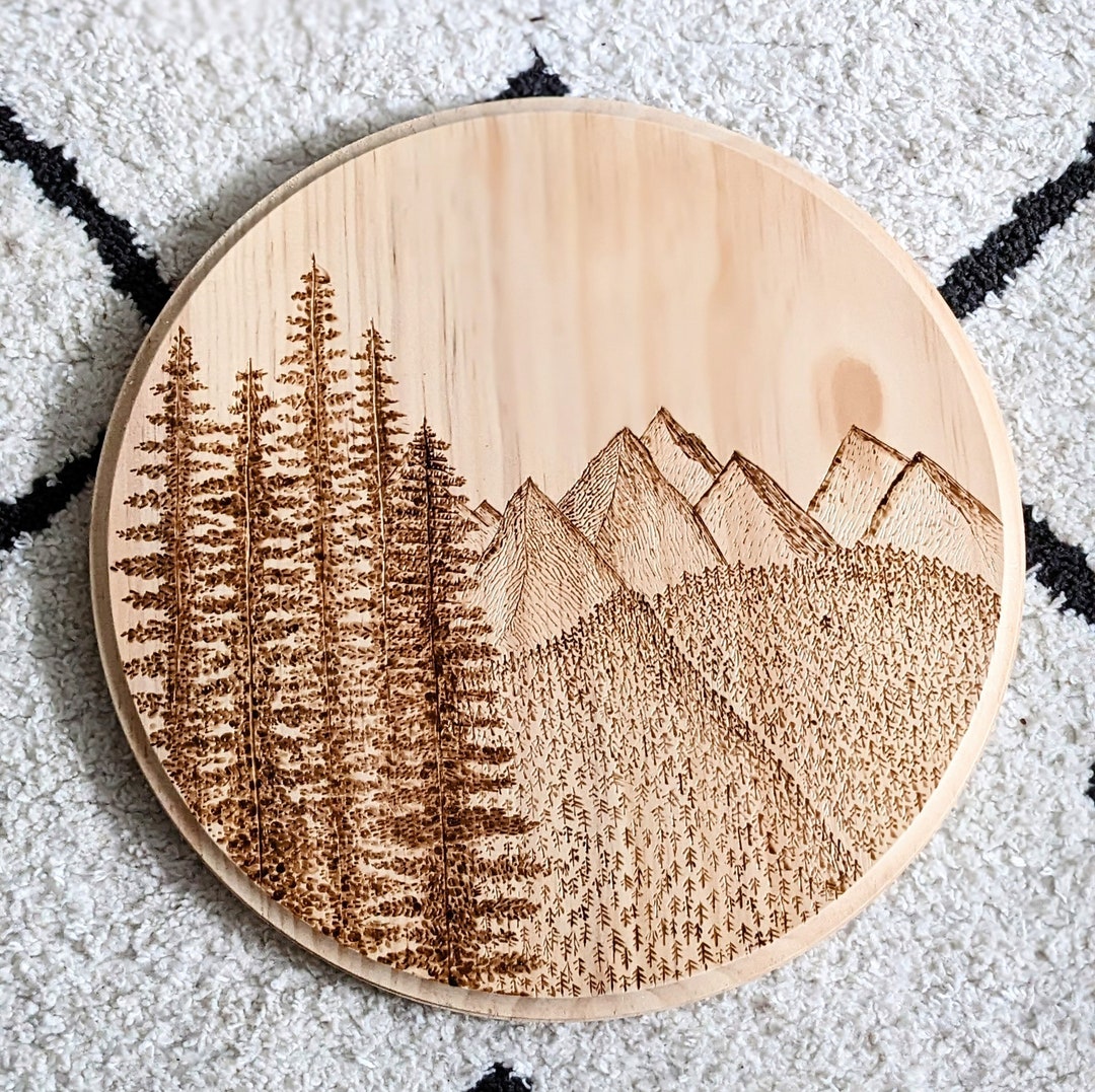 Mountain Landscape Woodburning Decor - Etsy