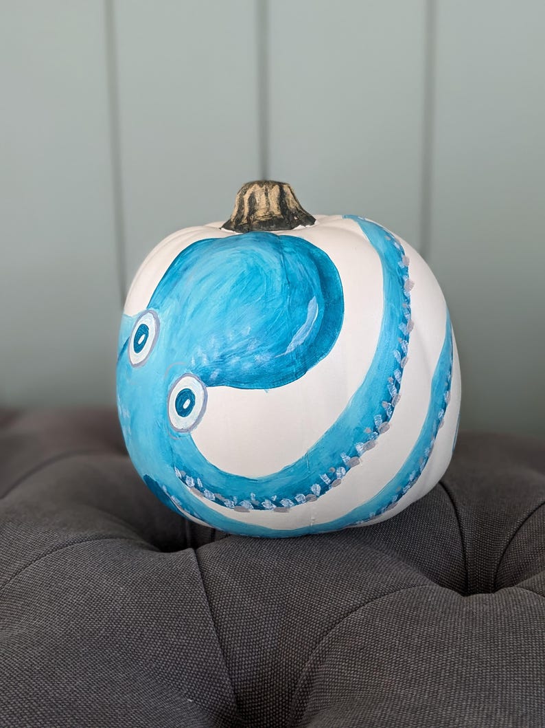 Hand-painted Coastal Octopus Pumpkin - Etsy