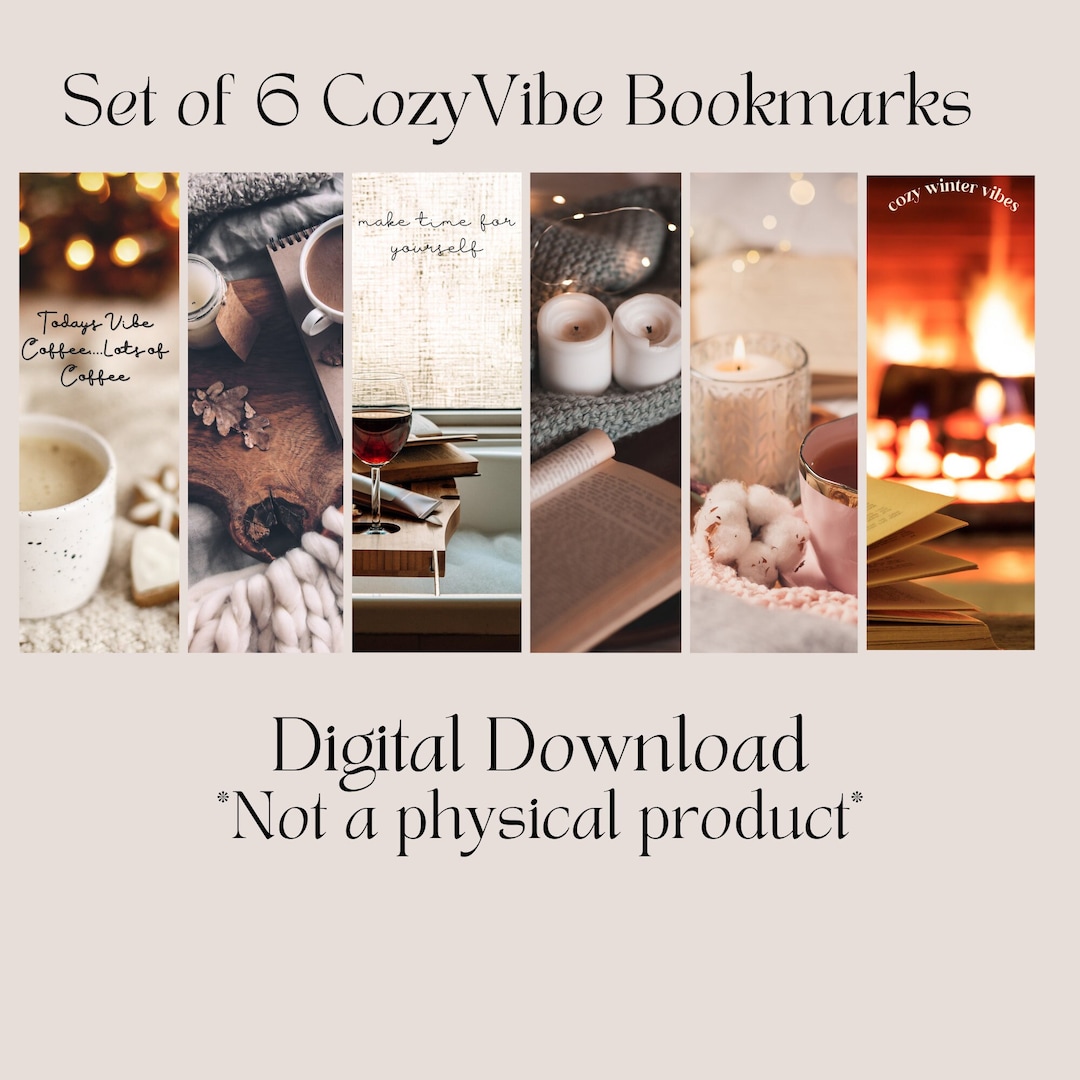 DIGITAL Bookmarks, Cozy Vibes, Printable Winter Bookmarks, Download and ...