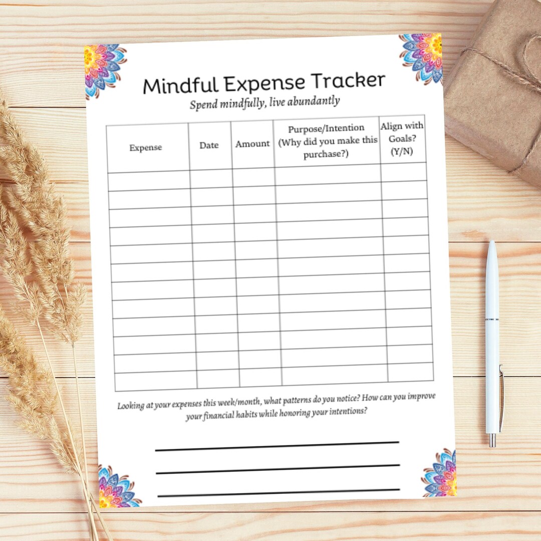 Mindful Expense Tracker: Printable Budget Tool - Etsy