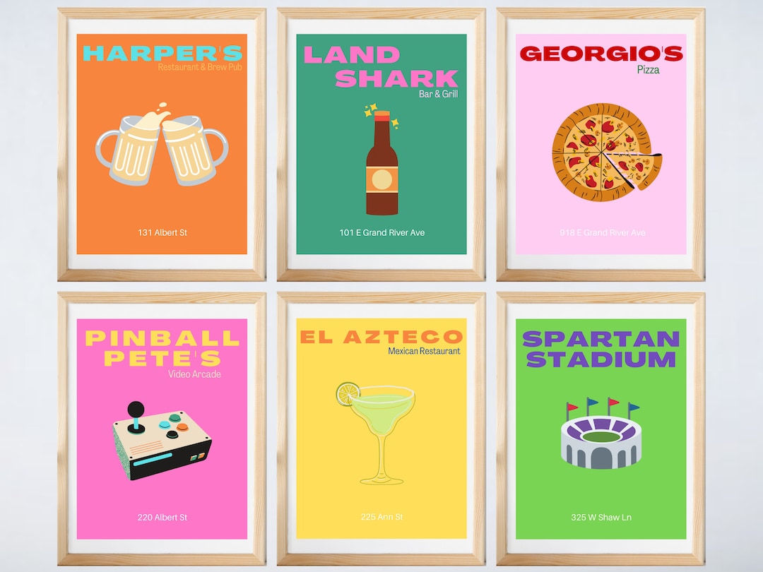 Michigan State Wall Decor Printables, East Lansing Favorites - Etsy