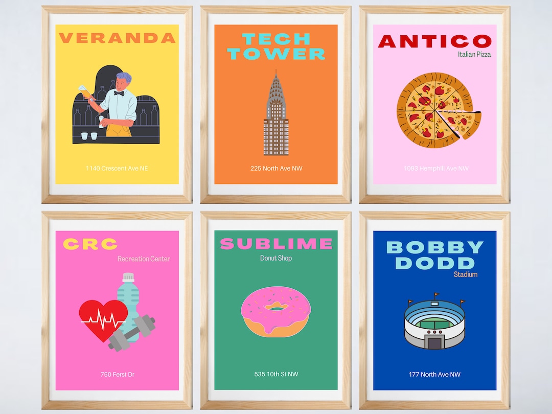 Georgia Tech Atlanta Town Classics, Wall Decor Printable for Dorm Room ...