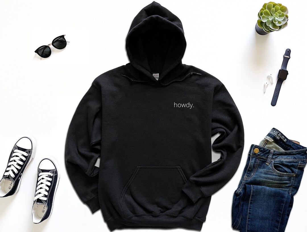 Howdy- Simple Black Hoodie, Simple Black Sweatshirt, Unisex Heavy Blend ...