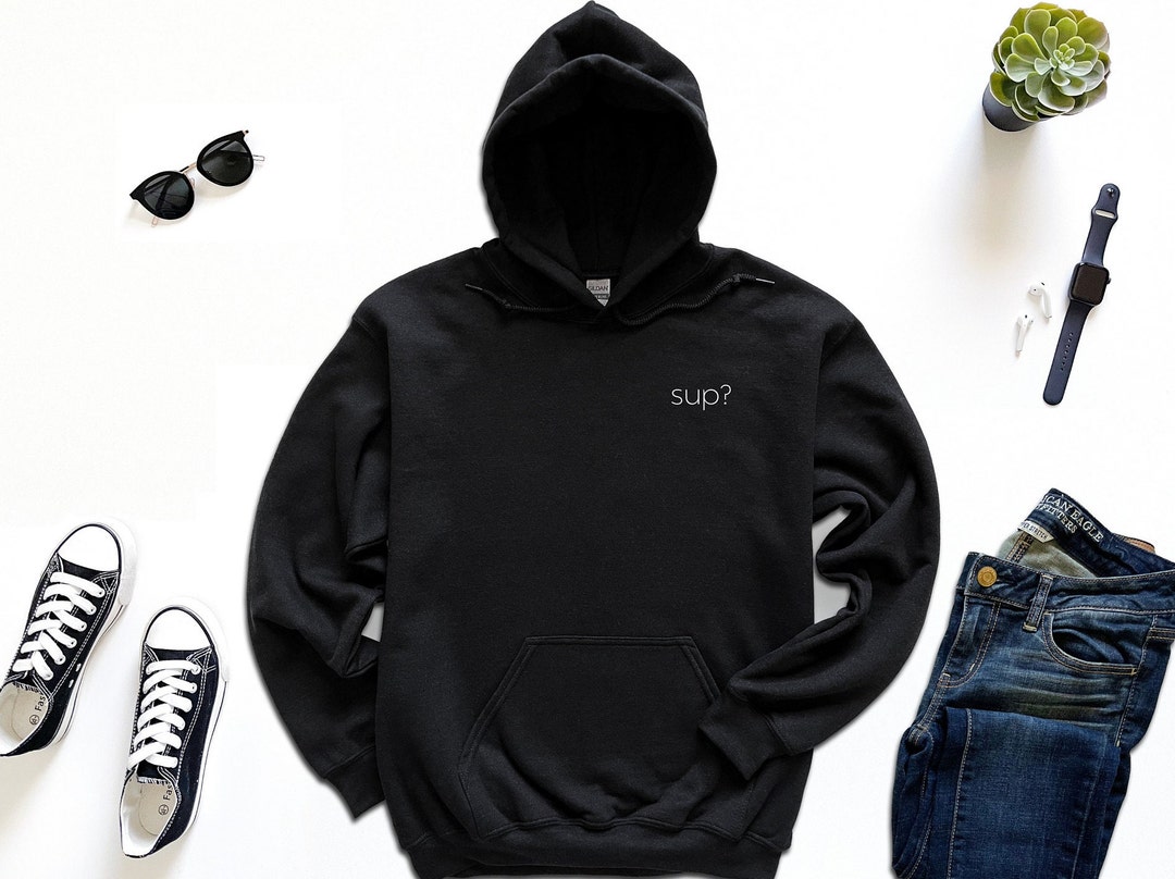 Sup - Simple Black Hoodie, Simple Black Sweatshirt, Unisex Heavy Blend ...
