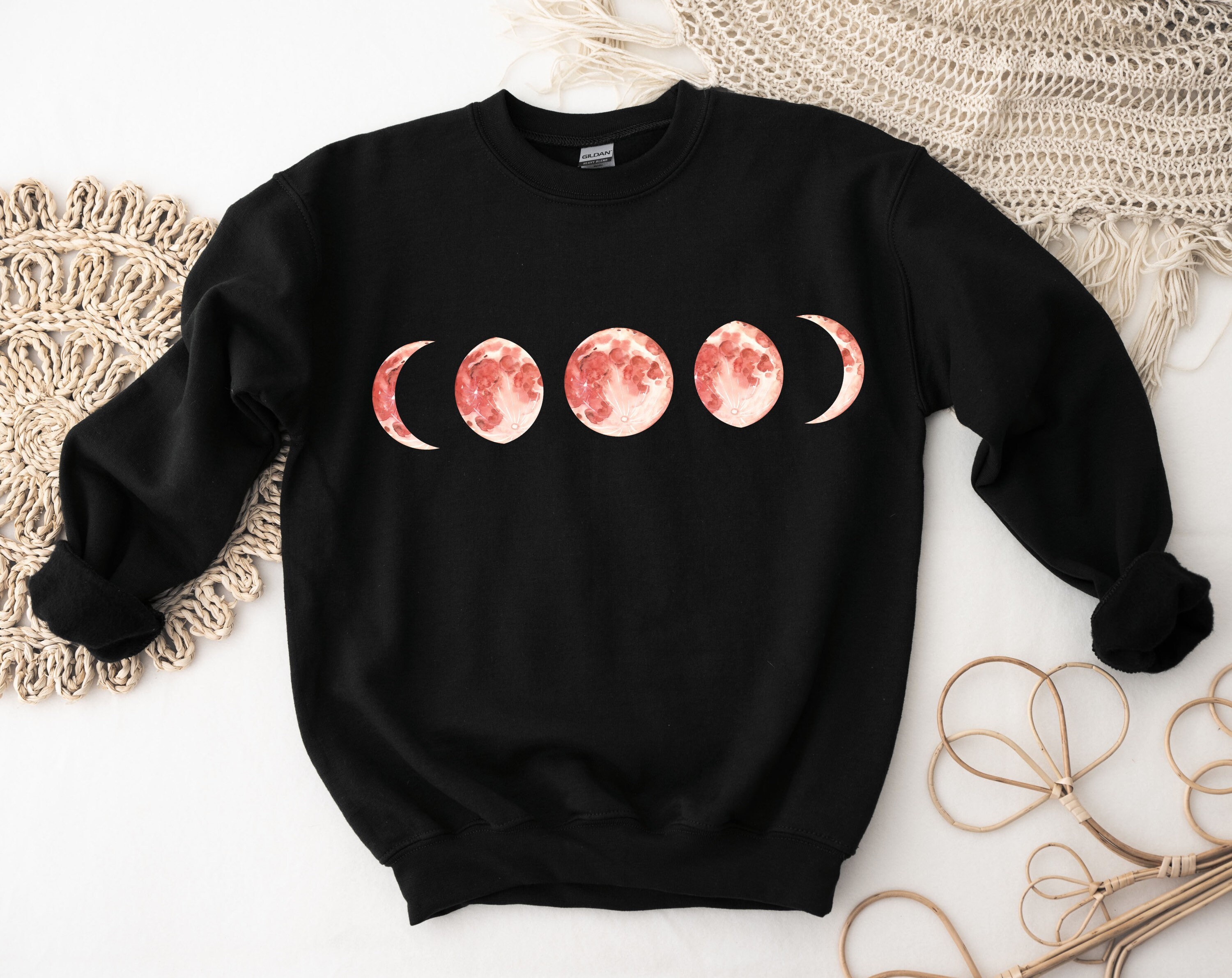 Pink Moon Phases Sweatshirt, Moon Phases Sweatshirt, Moon Sweatshirts ...