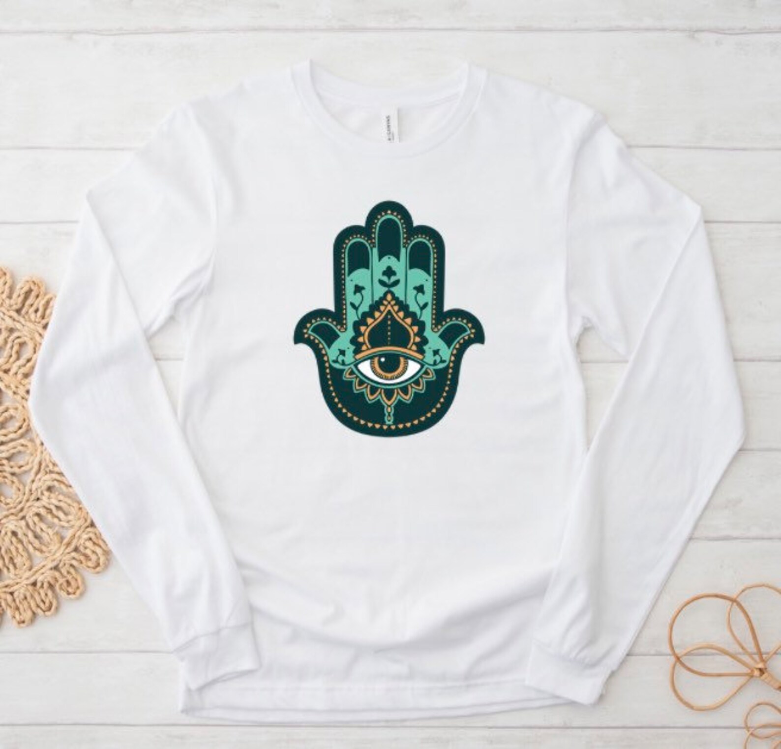 Long Sleeve Hand of Hamsa T Shirt Hand of Hamsa Shirt - Etsy