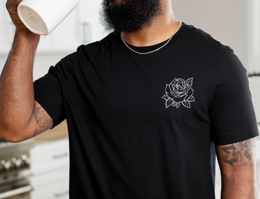 White Rose Outline Unisex T Shirt Simple Rose Tshirt Cute - Etsy