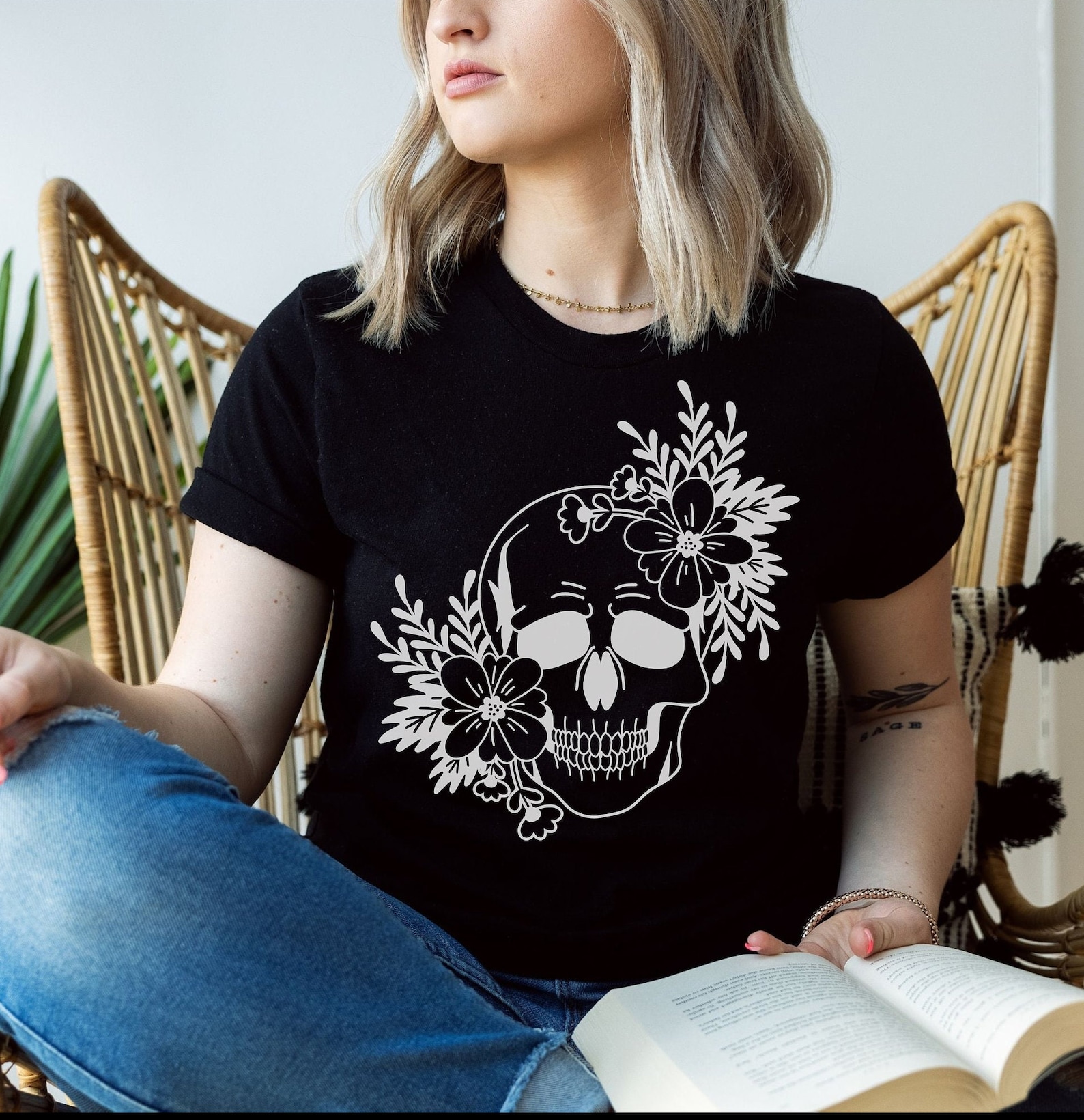 Floral Skull Shirt, Cute Skull Shirts, Floral Skull T Shirts, Skull ...
