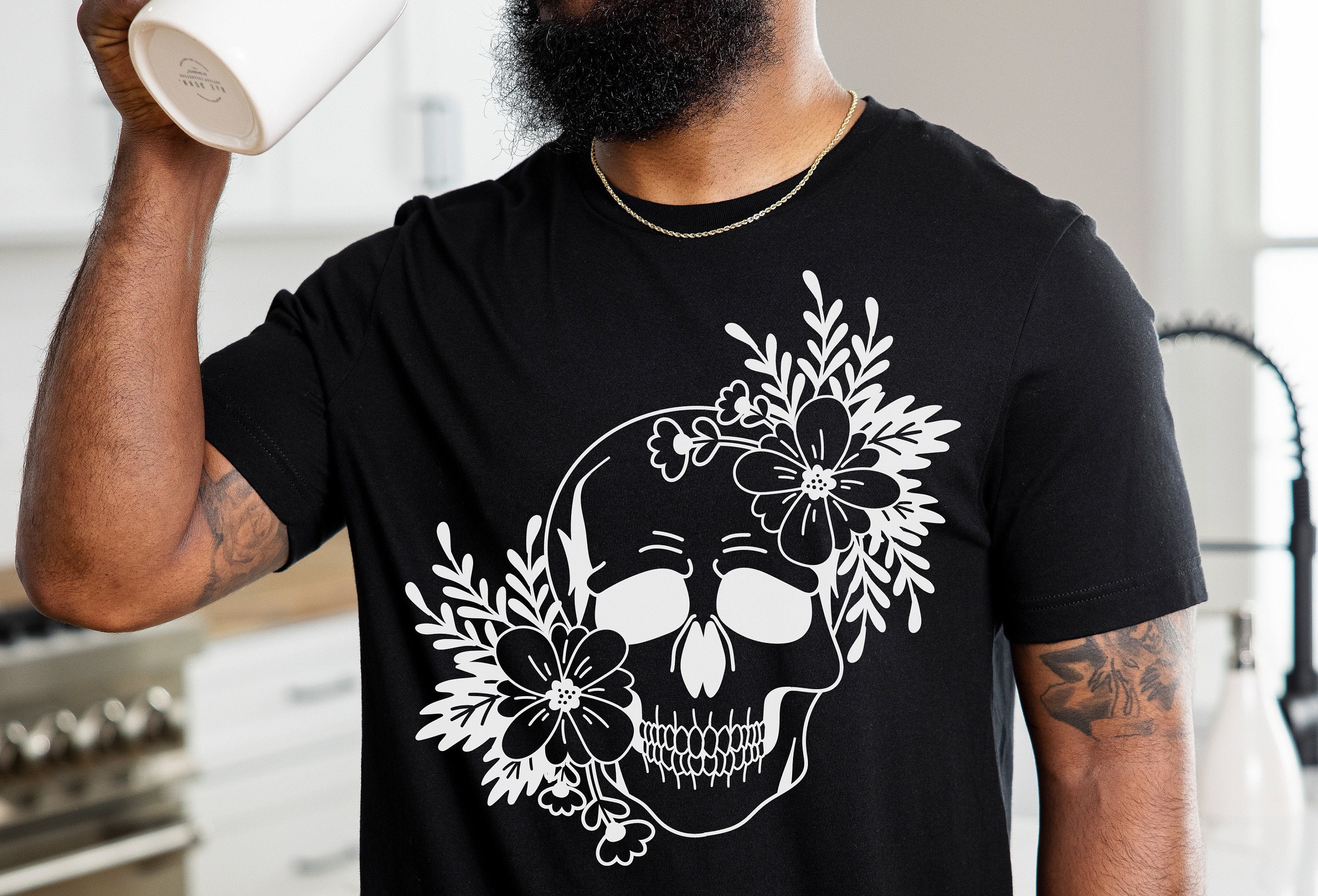Floral Skull Shirt, Cute Skull Shirts, Floral Skull T Shirts, Skull ...