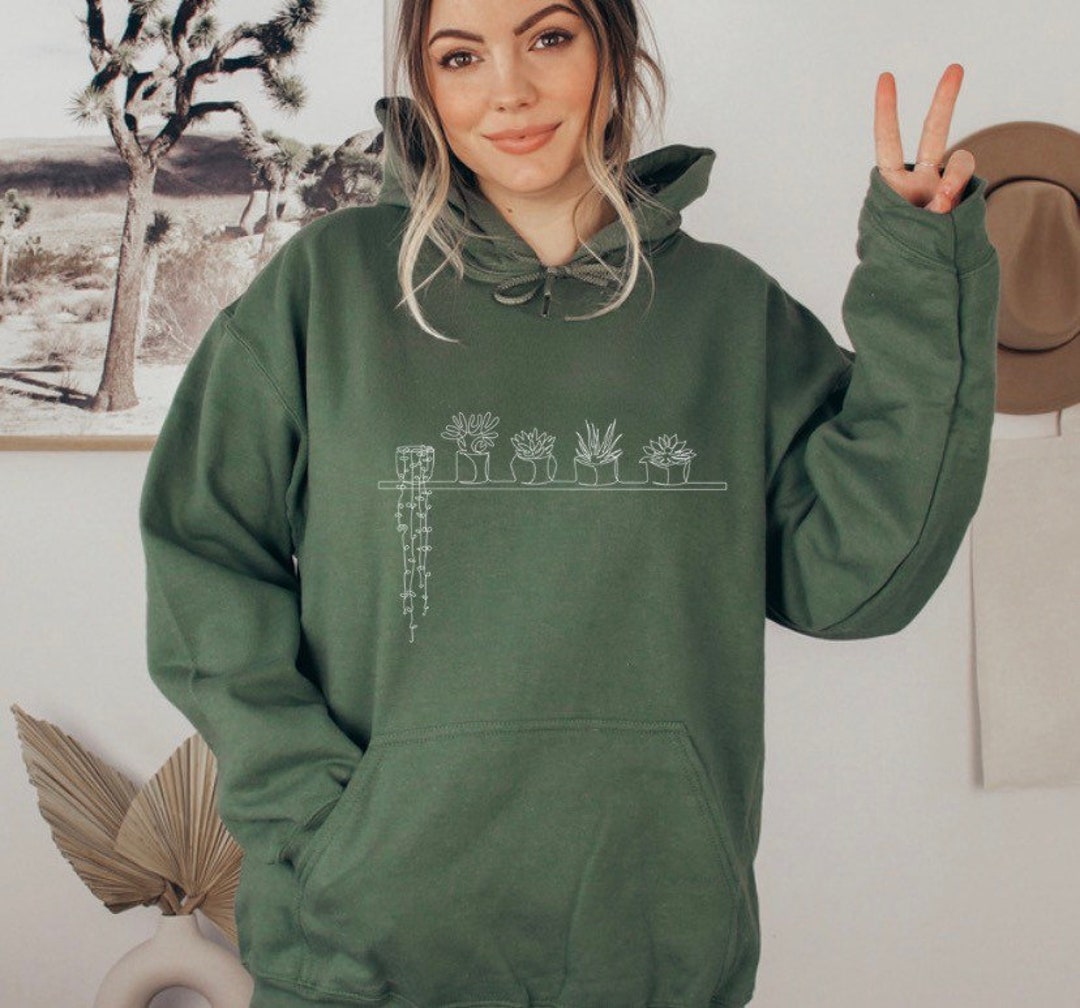 Botanical Hoodie, Plant Hoodie, Cute Succulent Hoodie, Cute Succulent ...