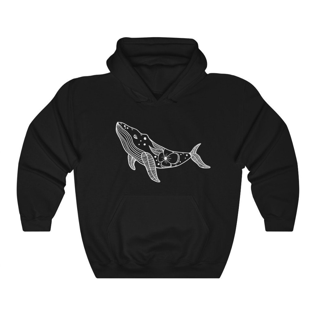 Floral Whale Hoodie, Whale Hoodies, Humpback Whale, Whale Lover Gifts ...