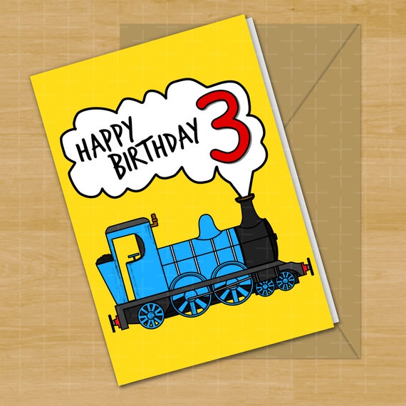 3rd Birthday Steam Train Card 3rd Birthday Train Boys Train - Etsy