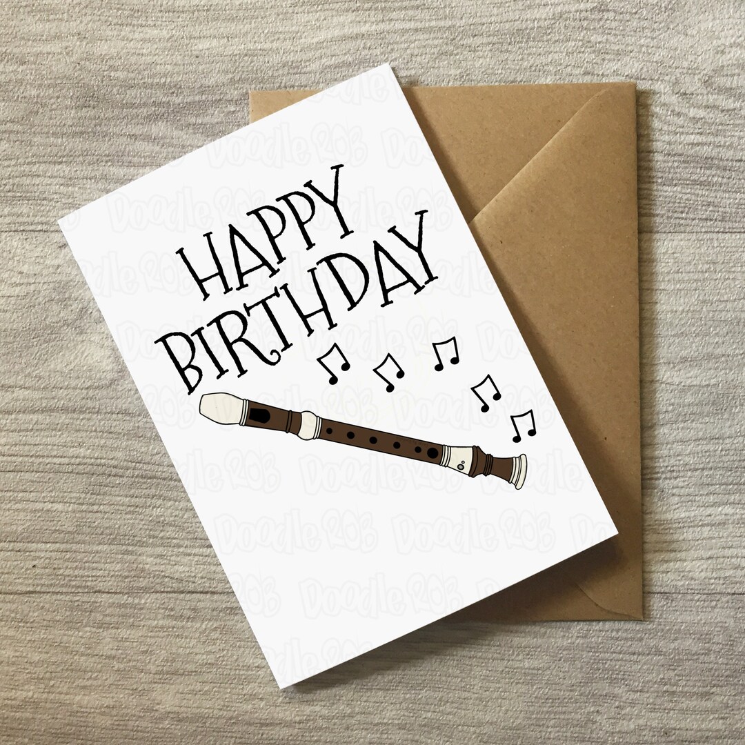 Recorder Birthday Card, Recorderist Card, Recorder Teacher, Recorder ...