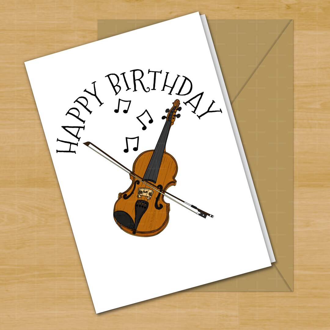 Violin Birthday Card Violin Greeting Card Violinist Violin - Etsy
