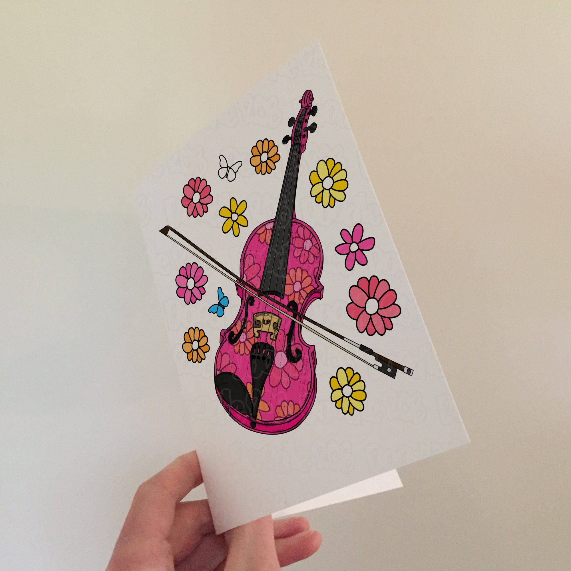 Violin Greeting Card, Violin Birthday Card, Floral Violin Card ...