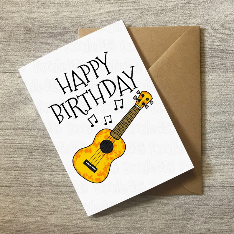 Ukulele Birthday Card, Ukulele Teacher Birthday, Uke Player Greeting ...