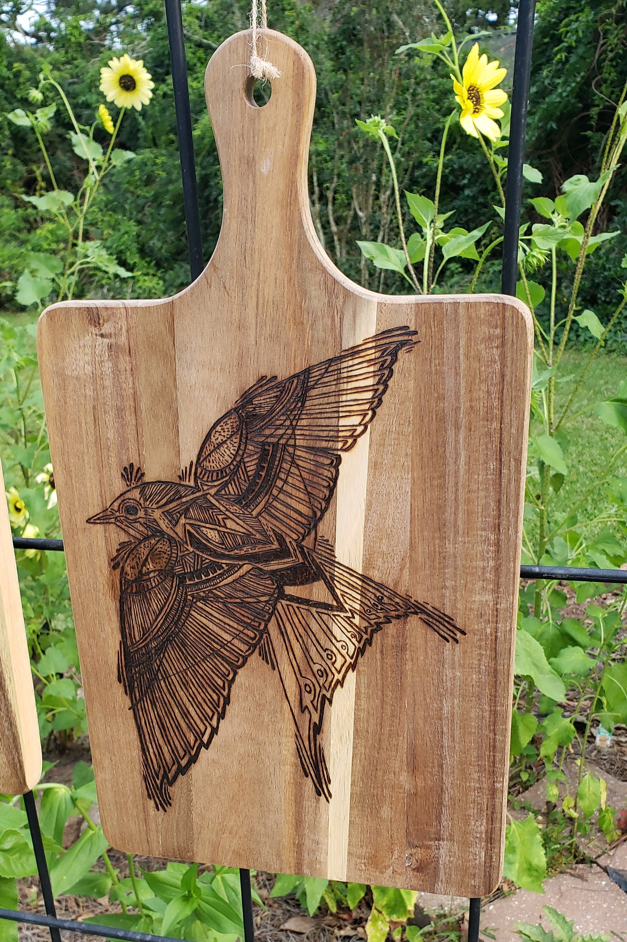 Acacia Cutting Boards Pyrography Woodburning Art Flower, Hawk, Fish ...