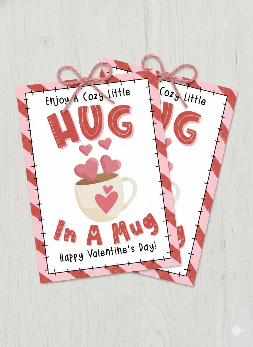 PRINTABLE Hug in A Mug ~ Gift Tag | Instant Download - Etsy