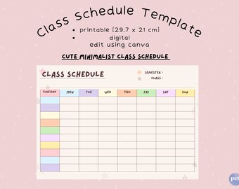 Class Schedule Template - Etsy