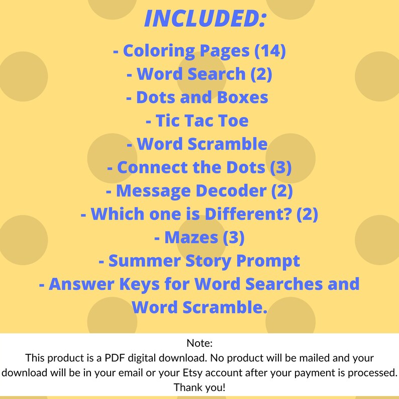 Summer Printables Activities, 30 Games and Coloring Pages, Word Search ...
