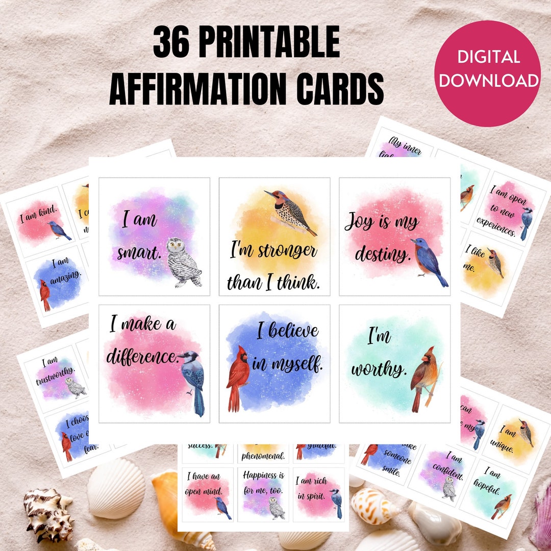 Printable Positive Affirmation Cards, Set of 36, Vision Board ...