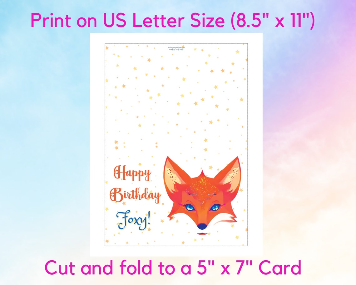 Happy Birthday Foxy Printable 5x7 Card Blank Inside - Etsy Canada