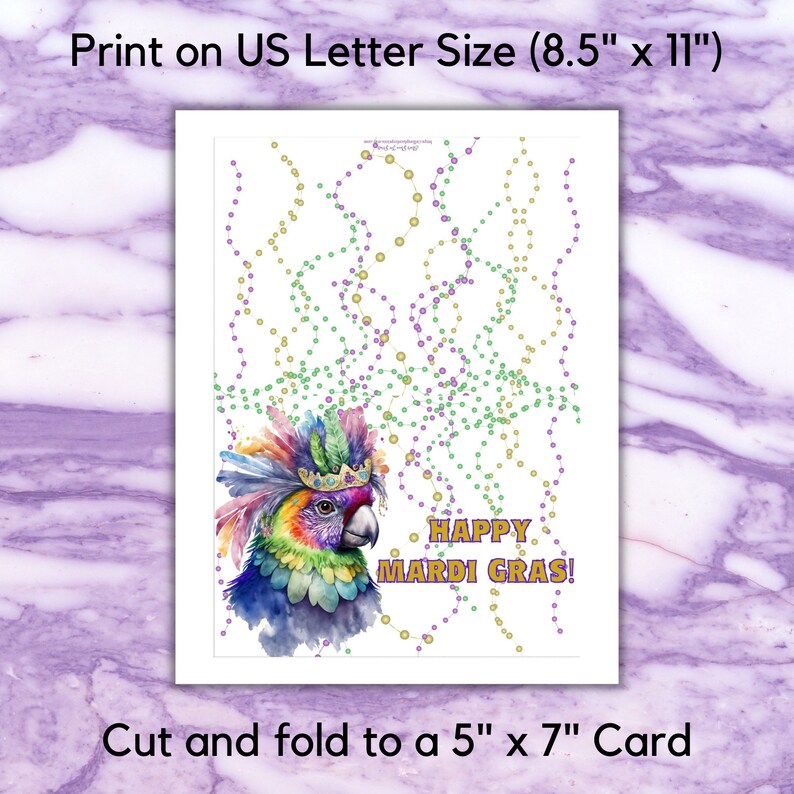 Printable Happy Mardi Gras Card, 5"x7", Blank Inside, Free Printable ...